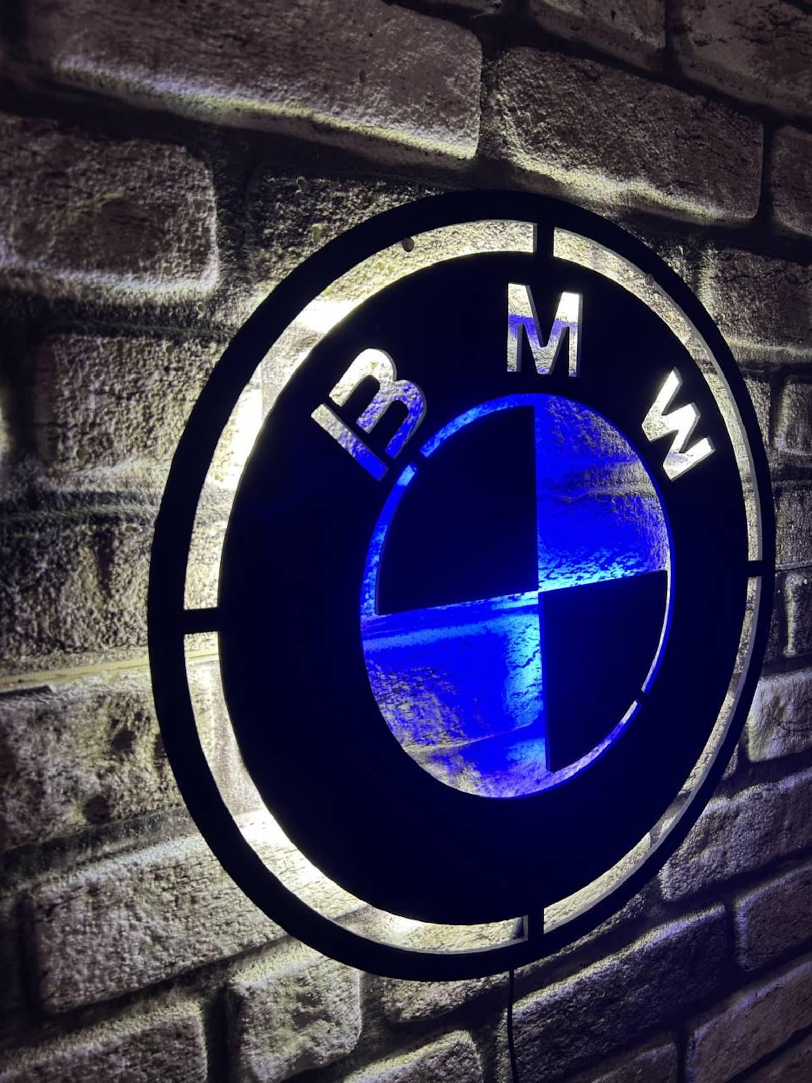 Bmw Wood Logo Led Sign , Sleek Automotive Wall Decor , Car Show Rooms ...