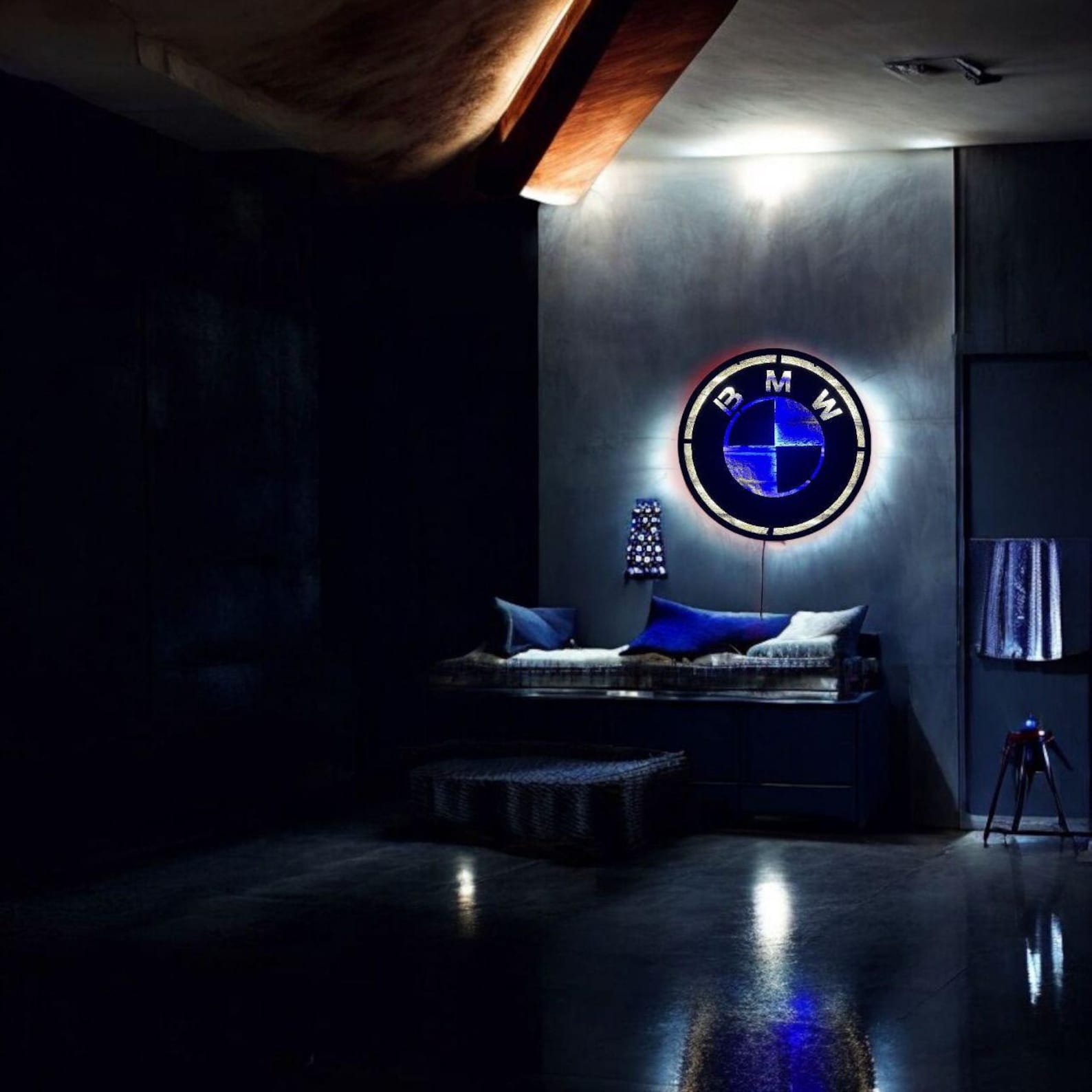 Bmw Wood Logo Led Sign , Sleek Automotive Wall Decor , Car Show Rooms ...