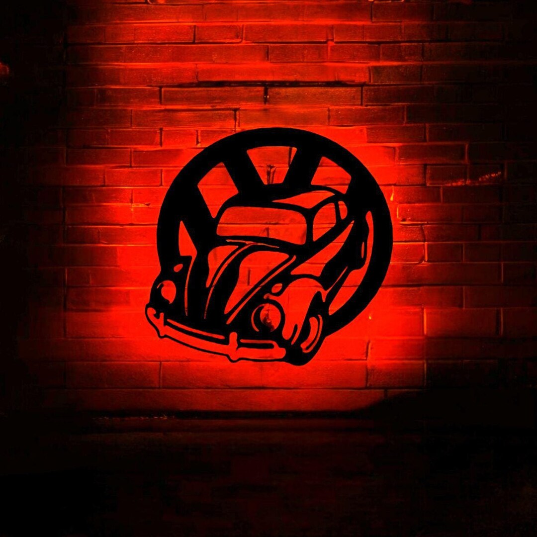Beetle Car Led Sign Wall Decor , Led Light Wall Decor , Wood Wall Decor ...