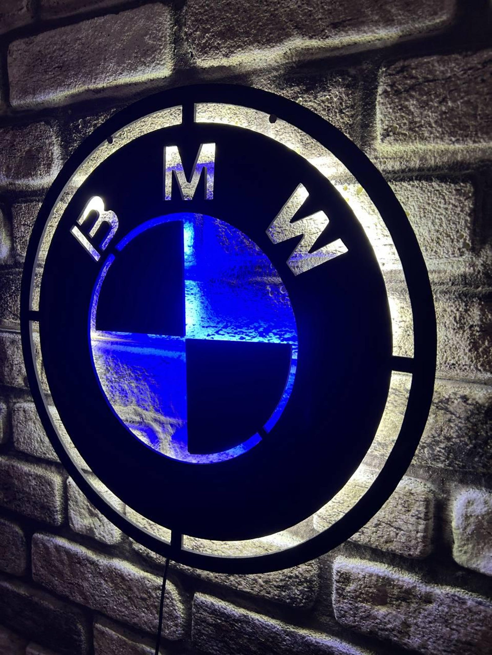 Bmw Wood Logo Led Sign , Sleek Automotive Wall Decor , Car Show Rooms ...