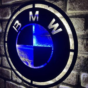Bmw Wood Logo Led Sign , Sleek Automotive Wall Decor , Car Show Rooms ...