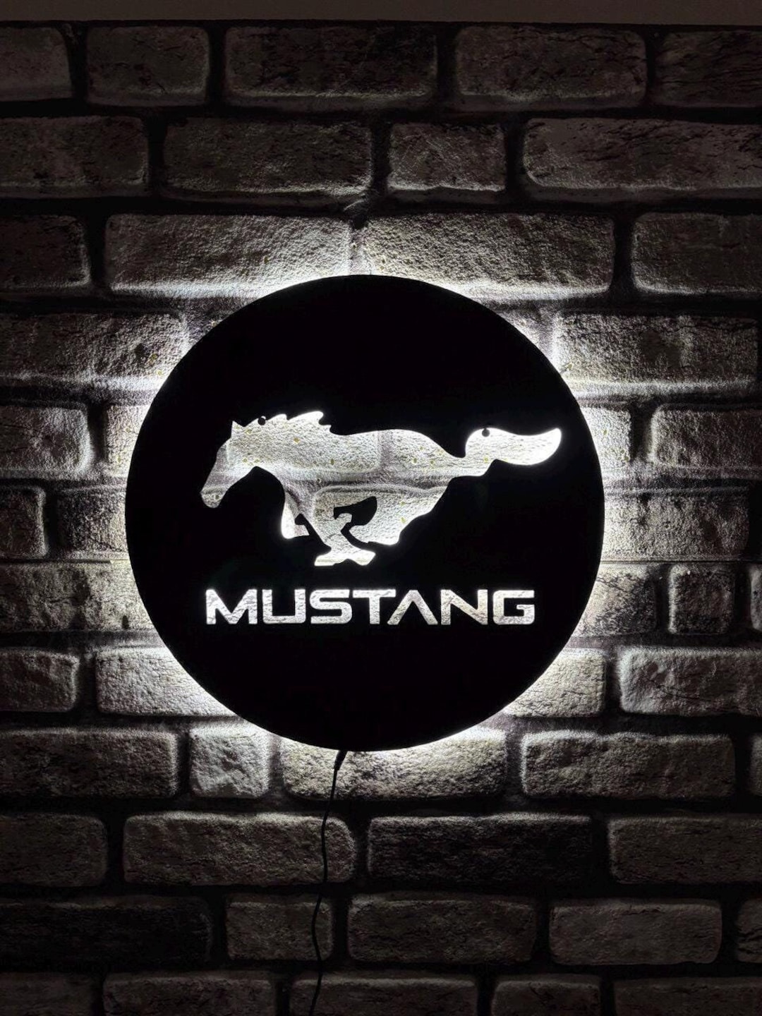 Ford Mustang Wood Logo , Mustang Led Sign , Bright Illuminated Team ...