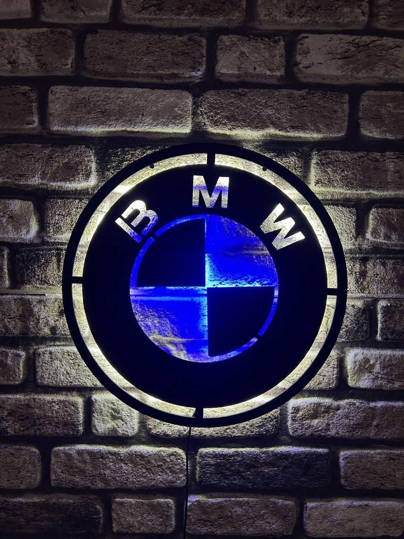 Bmw Wood Logo Led Sign , Sleek Automotive Wall Decor , Car Show Rooms ...