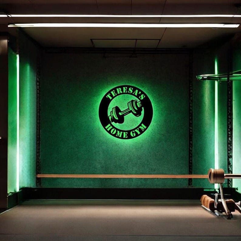 Personalized Fitness Center Led Sign, Home GYM Wall Decor, Neon Sign ...