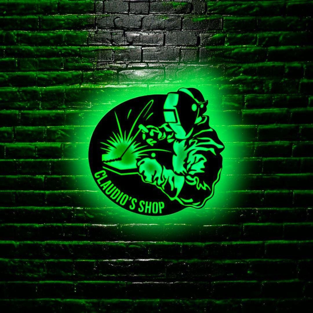 Personalized US Welder Name Wood Led Sign , Customized Welding Sign ...