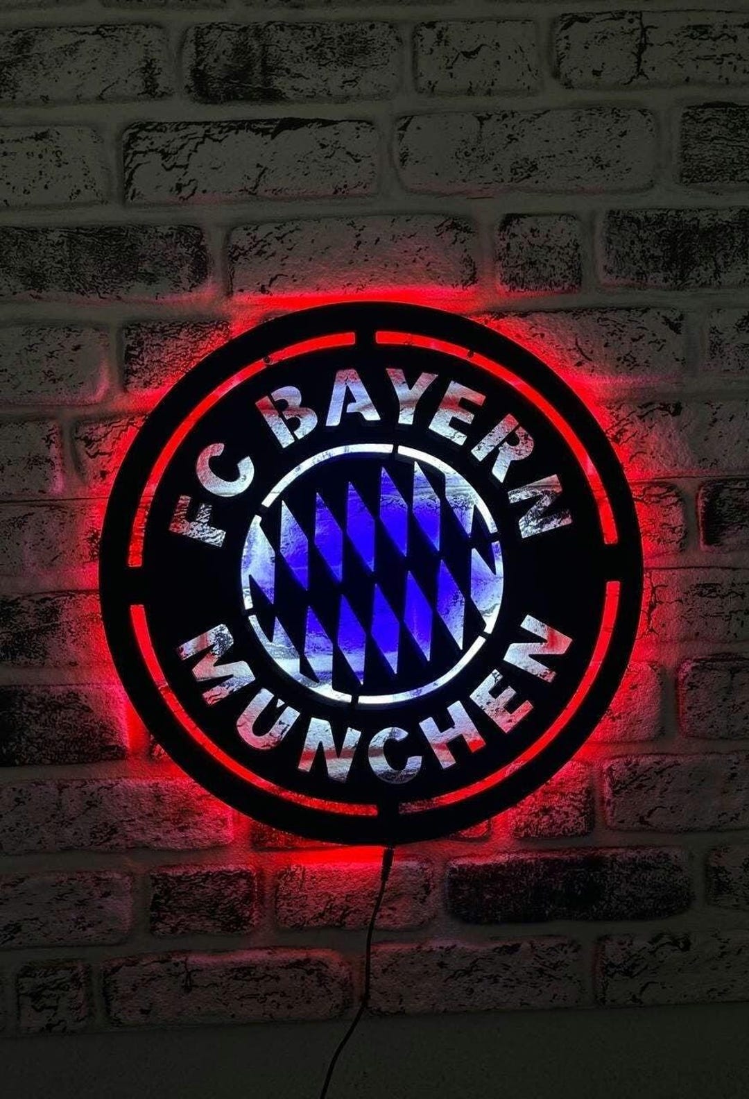 Bayern Munchen Wood Logo Led Sign , Bayern Munchen Logo Wood Wall Art ...
