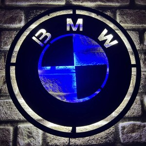 Bmw Wood Logo Led Sign , Sleek Automotive Wall Decor , Car Show Rooms ...