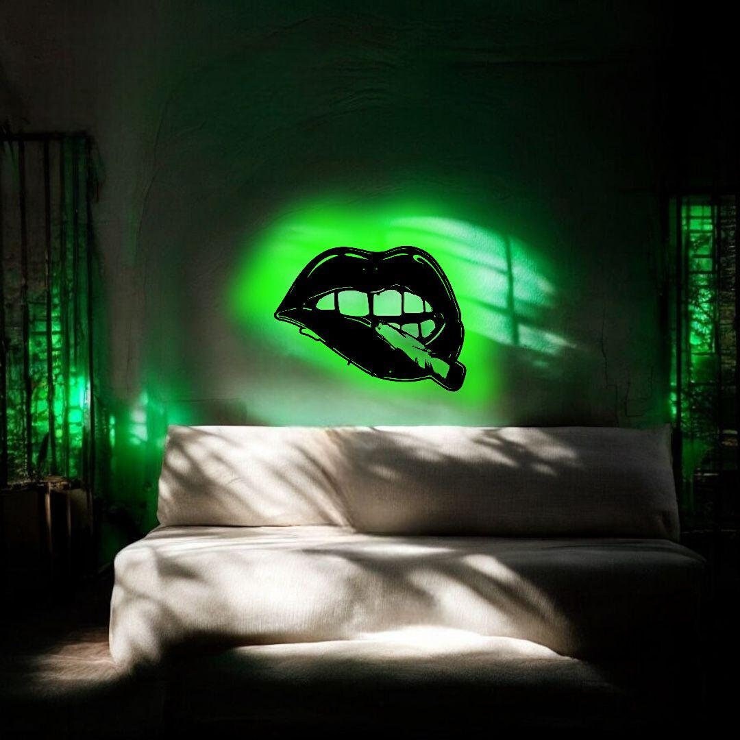 Lips Wood Led Lighted Sign , Lips Illuminated Wall Decor , Lips Led ...