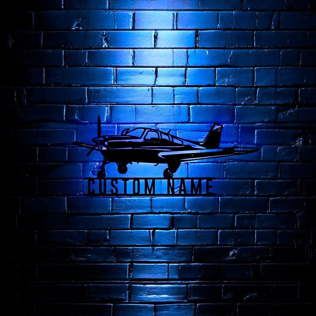 Custom Airplane Wall Art With Led-personalized Plane Name Wall Sign ...