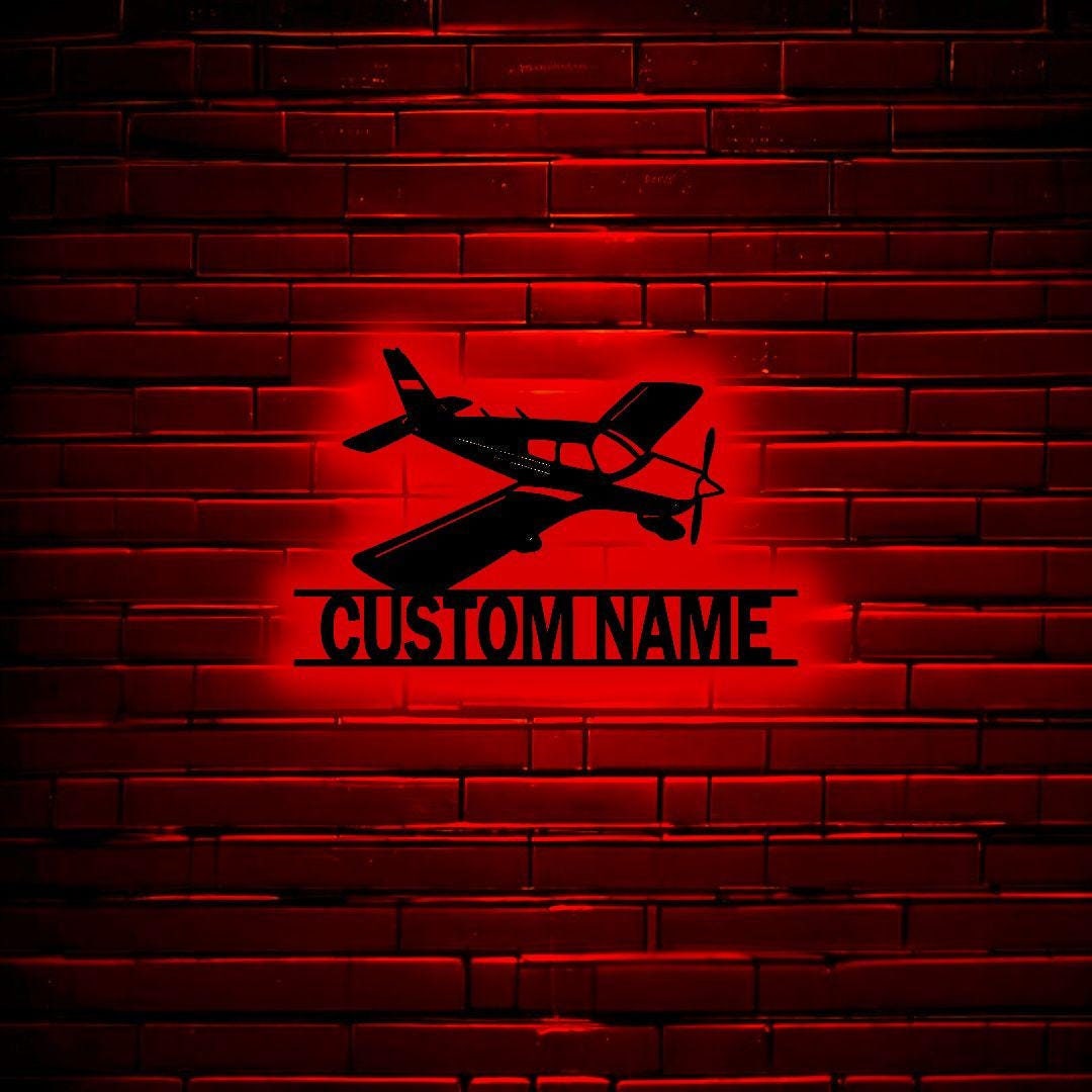 Custom Airplane Wall Art With Led-personalized Plane Name Wall Sign ...