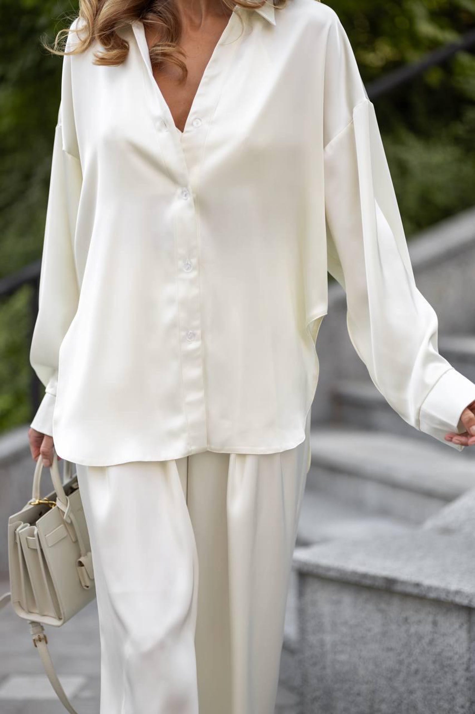 3piece Satin Set for Women Ivory Satin Suit With Shirt,pants and Crop ...