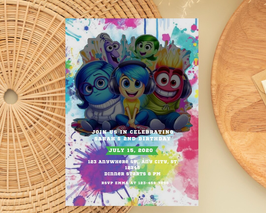 Invitación de cumpleaños editable de Inside Out Invitaciones para ...