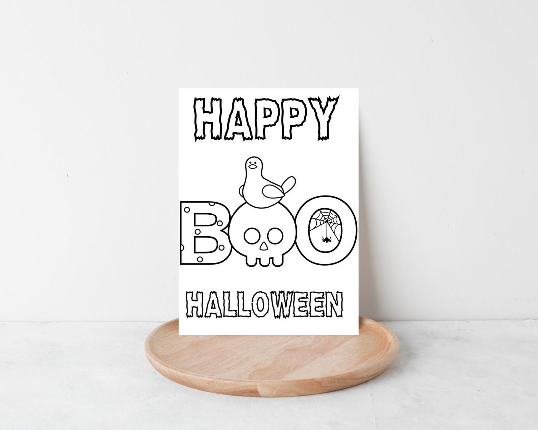 Printable Happy Halloween Coloring Greeting Card Halloween Printable ...