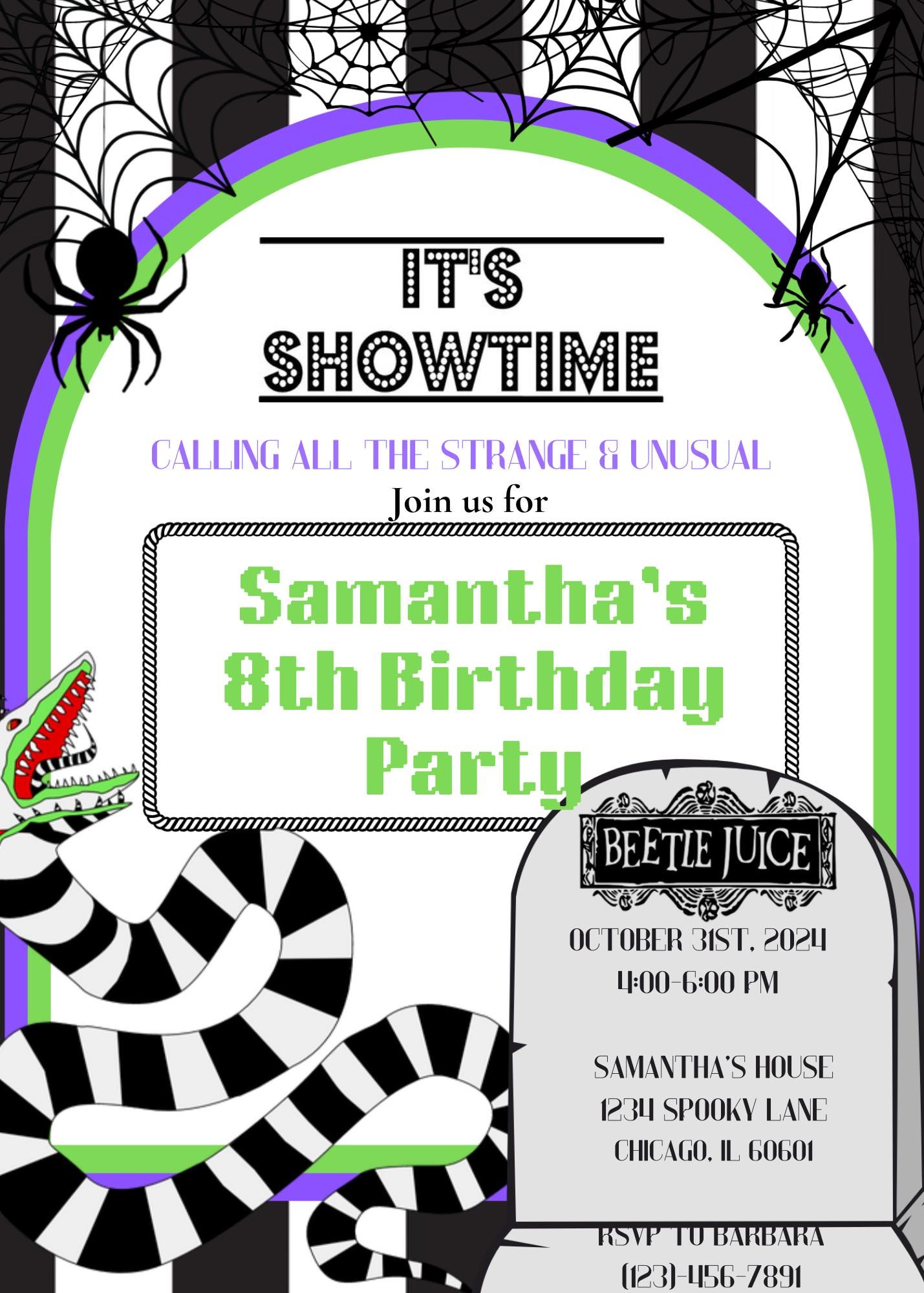 Beetlejuice Birthday Party Invitation Template Etsy
