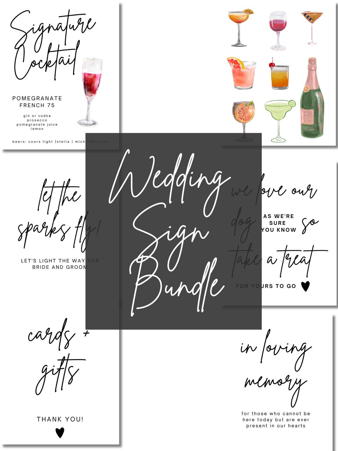 Wedding Signage Bundle, Editable Wedding Sign Templates, Wedding Bar ...