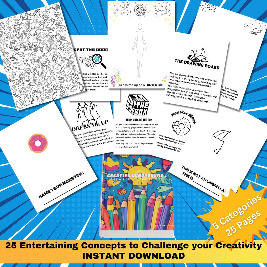 Printable Adult Activity Book With Different Themes Puzzles Instant ...