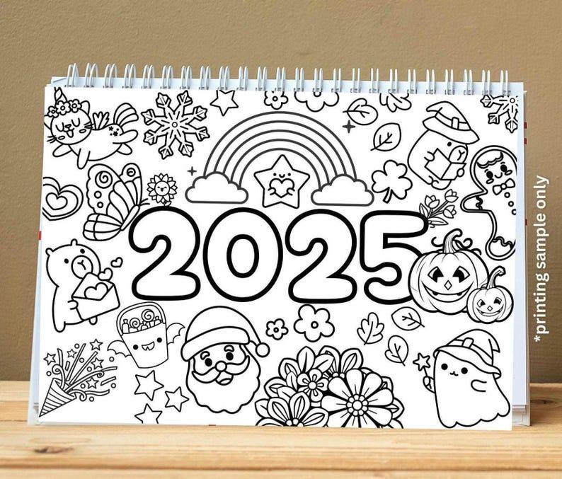 2025 Coloring Calendar Printable for Creative Planning, Adult A4 ...