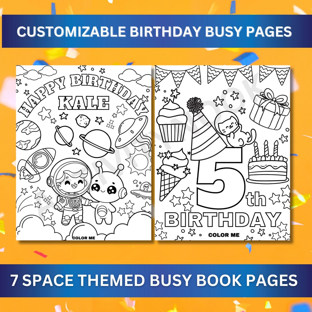 Customizable Space Themed Birthday Activity Book Pages for Kids ...