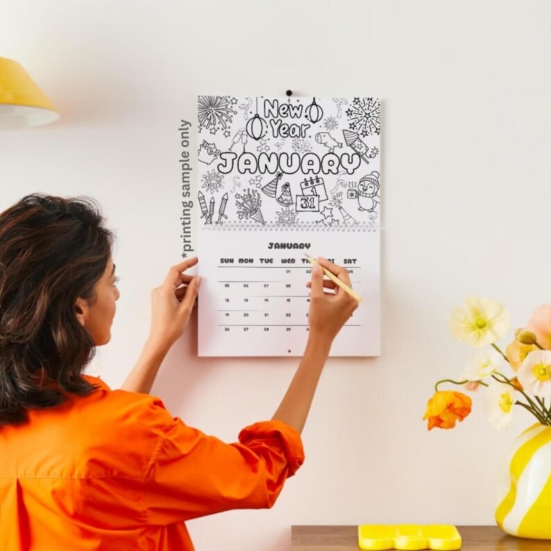 ON SALE! 2025 Adult Coloring Calendar Pages Printable A4 Landscape ...