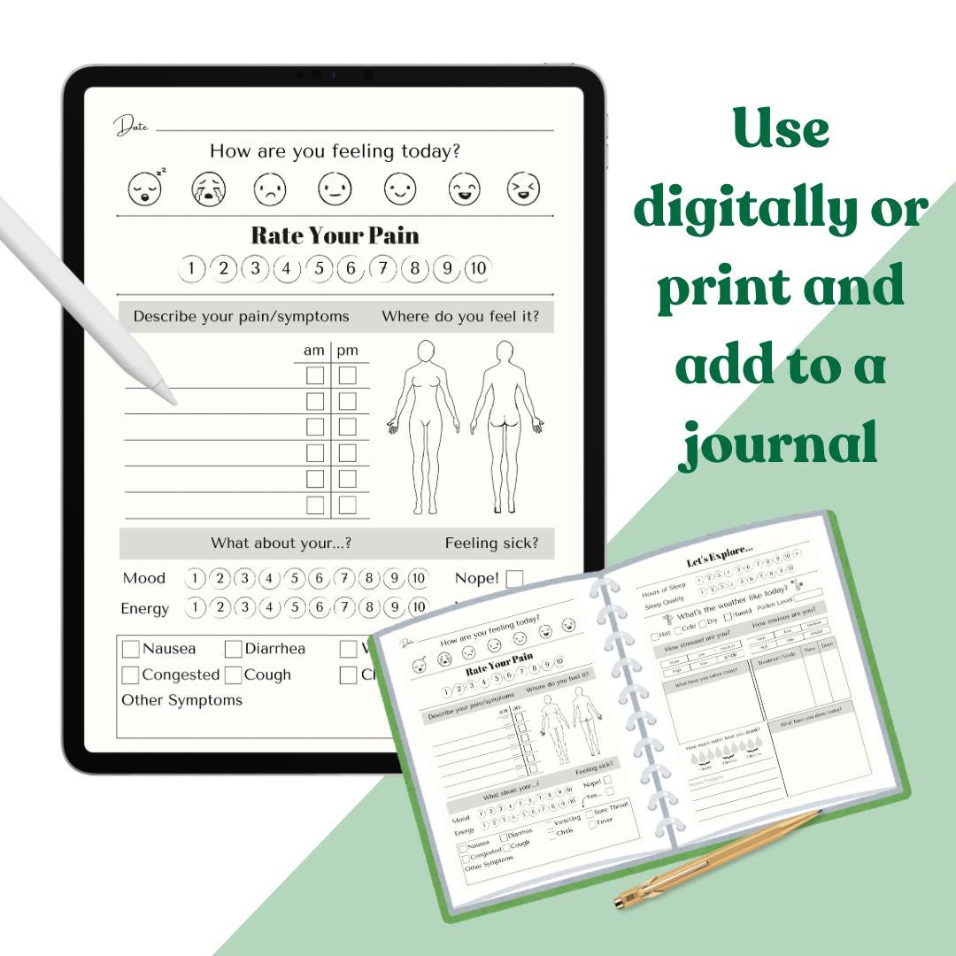 Daily Pain Dairy and Symptom Tracker - Etsy