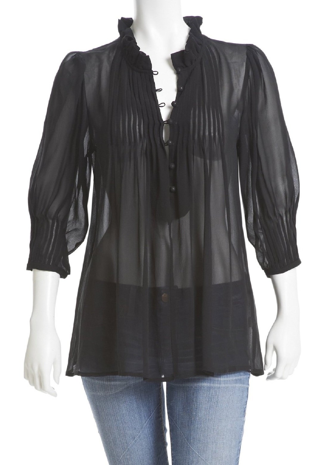 100% Silk Chiffon Blouse - Black - Etsy
