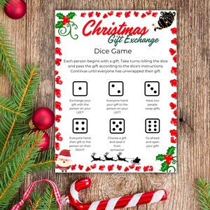 Christmas Dice Game, Printable Christmas Gift Exchange Dice Game, Gift ...