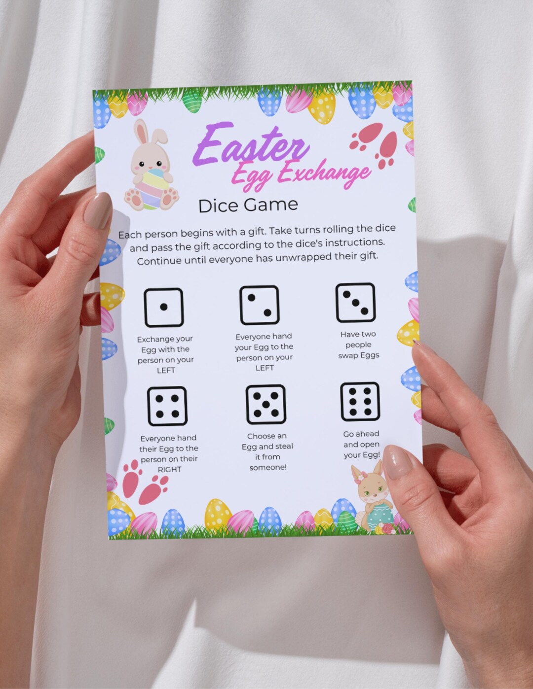 Easter Dice Game, Easter Egg Dice Printable Game, Easter Party ...