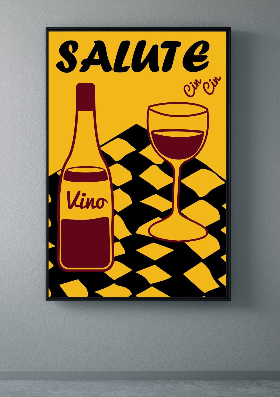 Italian Wine Poster, Salute Wall Art, Salute Italian Wine Poster ...