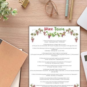 Wine Trivia Game, Printable Wines, Wine Tasting Partyoffice Party Fun ...