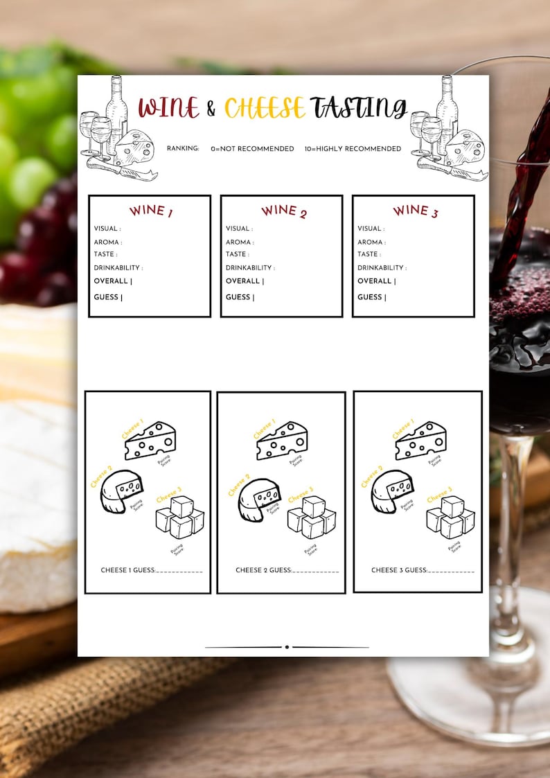 Wine and Cheese Pairing, Wine and Cheese Pairing Scorecards, Wine and ...