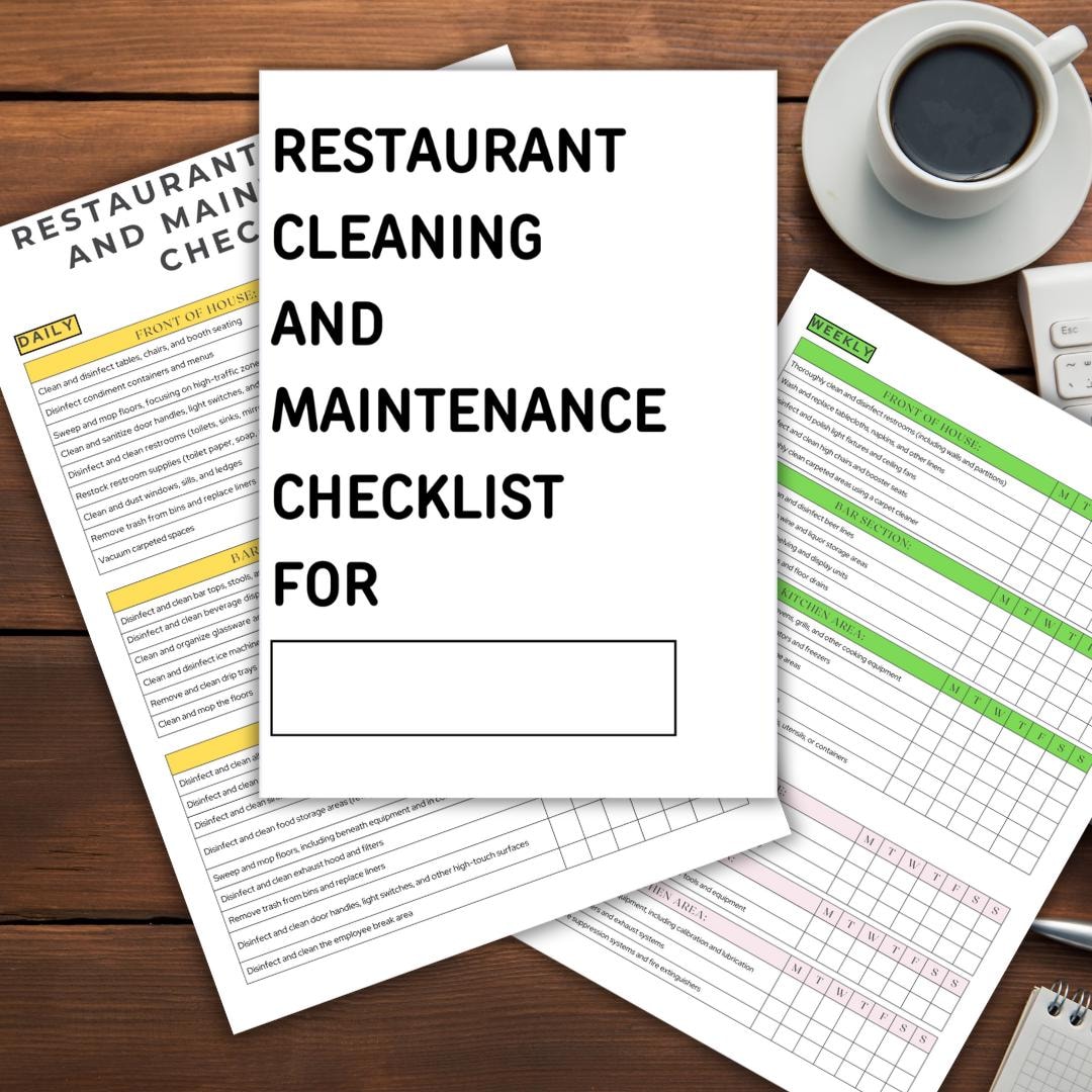 Restaurant Cleaning Checklist Template, Cleaning Checklists, Restaurant ...