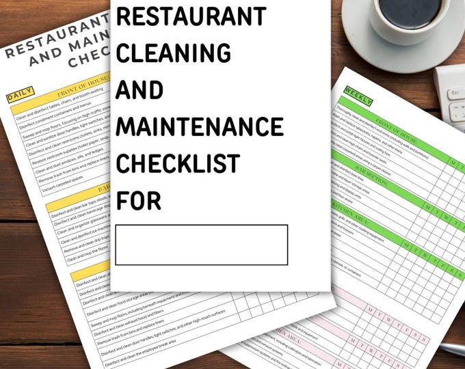 Restaurant Cleaning Checklist, Kitchen Cleaning Checklist Template ...