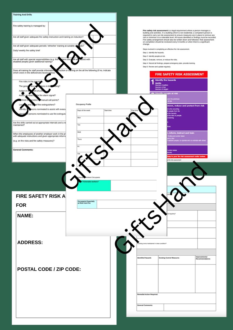 Fire Risk Assessment Document, Fire Risk Assessment Template, Fire Risk ...