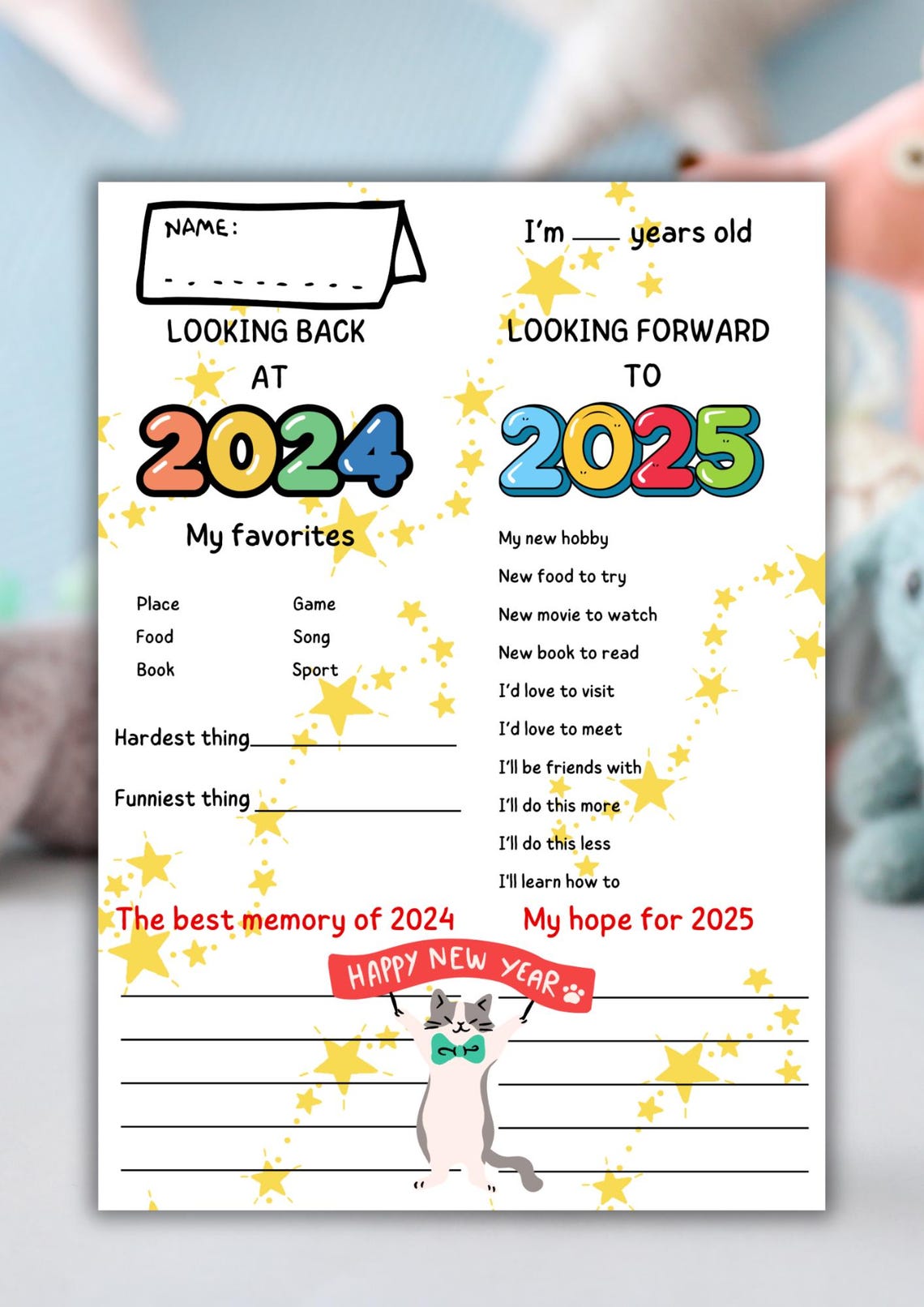 New Years Resolution Printable for Kids, New Year's Fun Activity for ...
