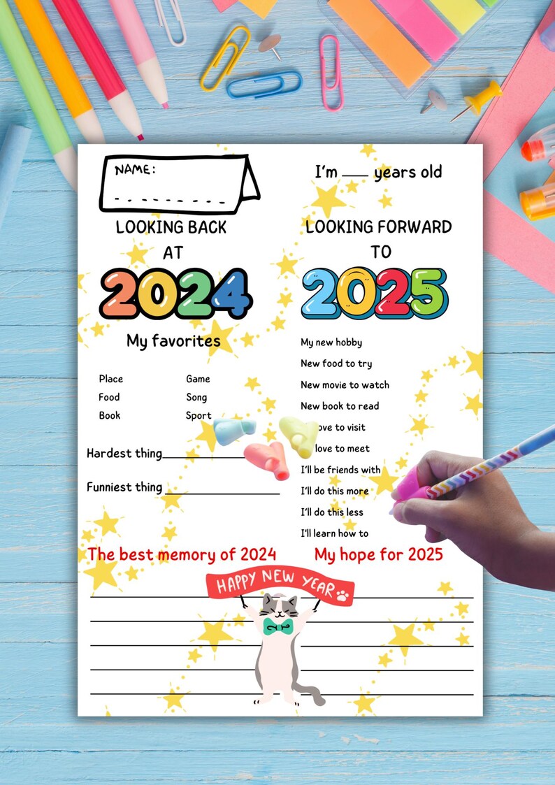 New Years Resolution Printable for Kids, New Year's Fun Activity for ...