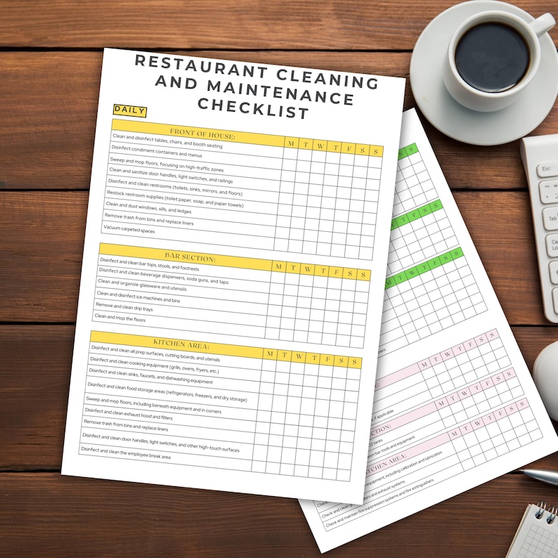 Restaurant Cleaning Checklist Template, Cleaning Checklists, Restaurant ...