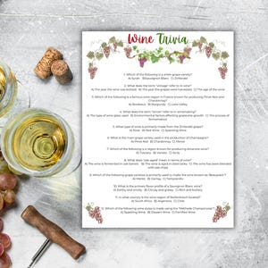 Wine Trivia Game, Printable Wines, Wine Tasting Partyoffice Party Fun ...