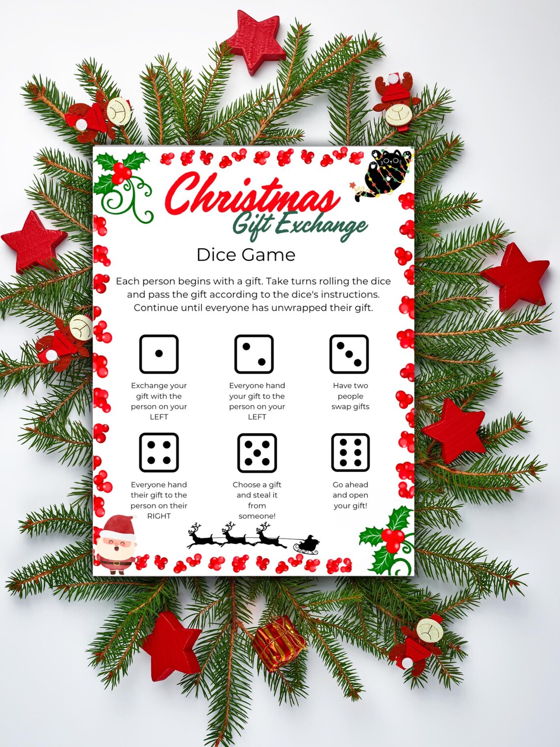 Christmas Dice Game, Printable Christmas Gift Exchange Dice Game, Gift ...