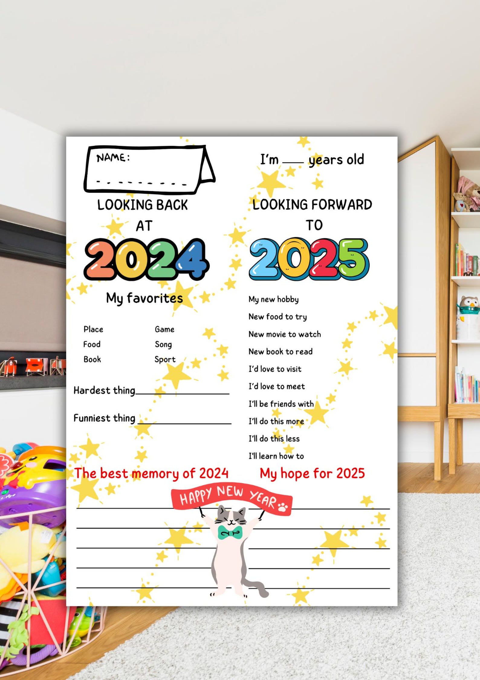 New Years Resolution Printable for Kids, New Year's Fun Activity for ...
