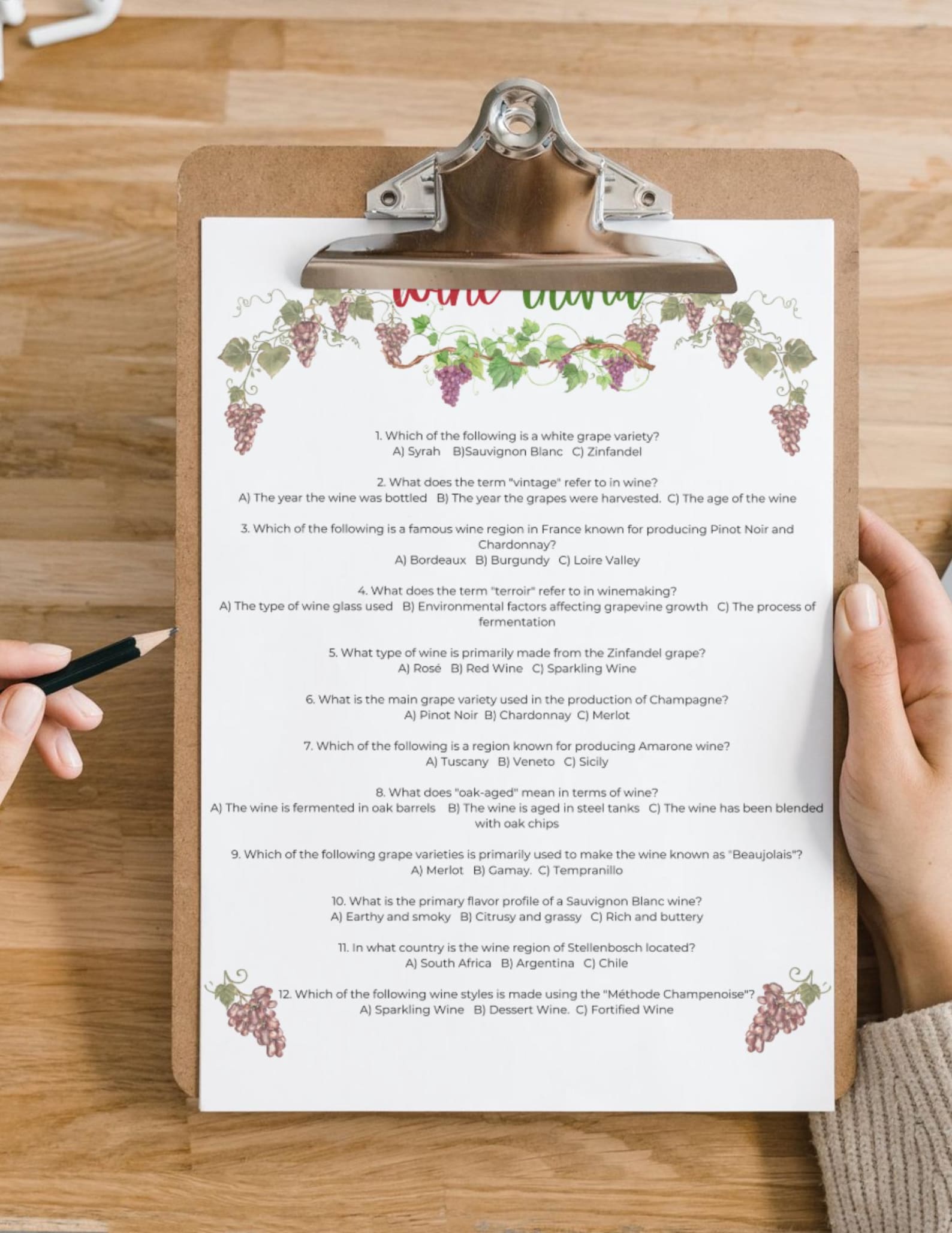 Wine Trivia Game, Printable Wines, Wine Tasting Partyoffice Party Fun ...