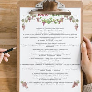 Wine Trivia Game, Printable Wines, Wine Tasting Partyoffice Party Fun ...