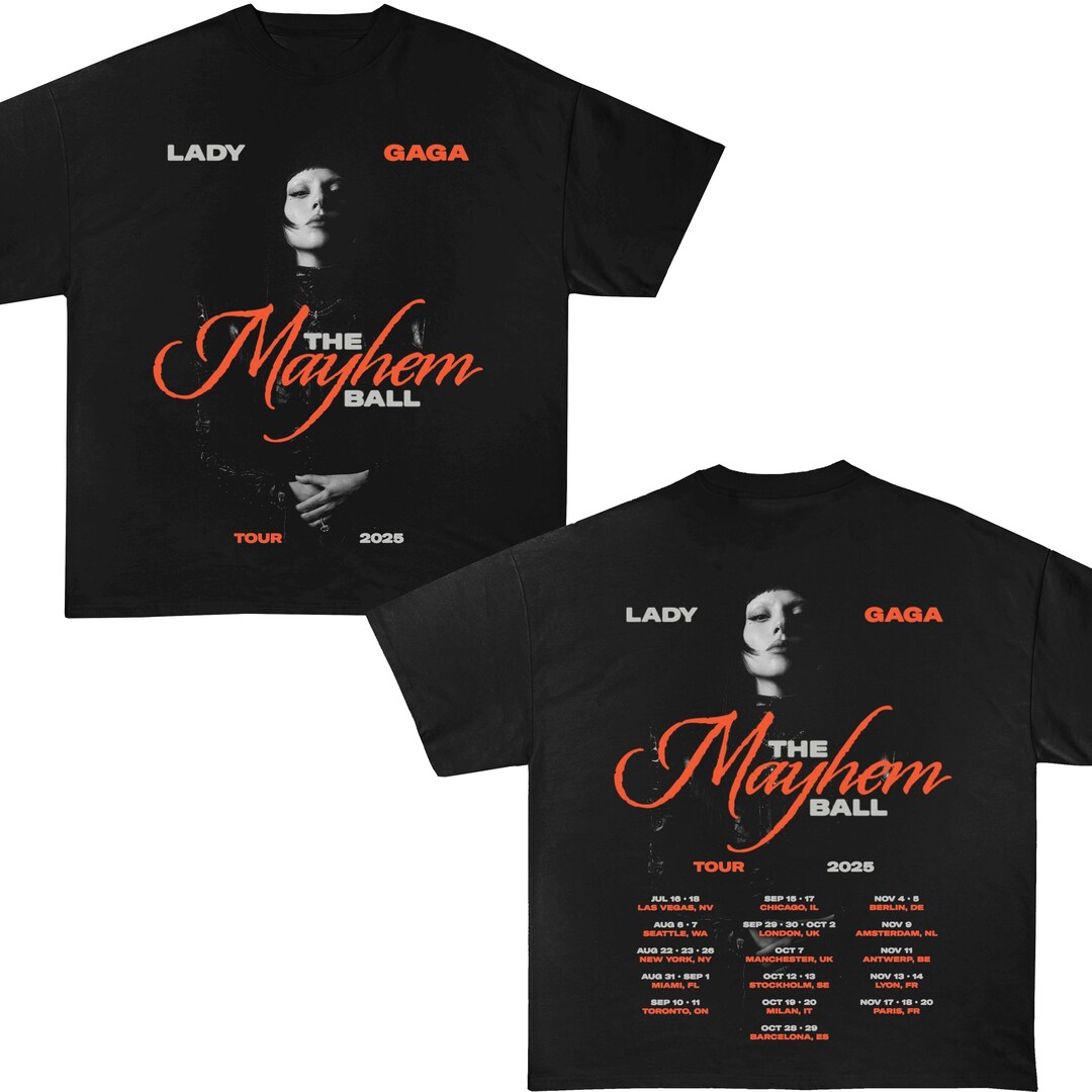 Mayhem Tour Tshirt, 2 Sided Design Tee, Lady Gaga Shirt, Pop Music ...