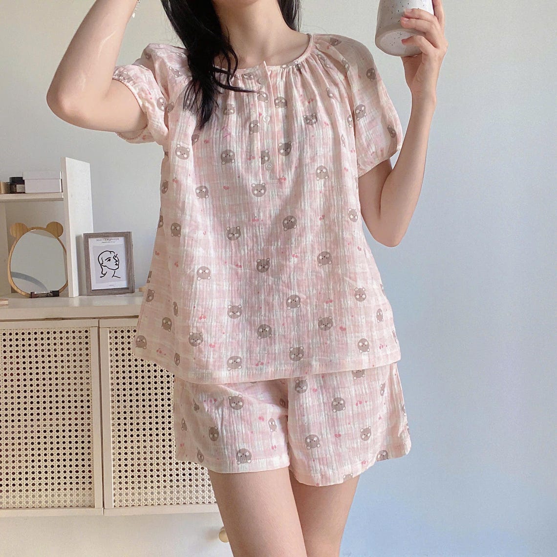 Handmade Muslin Cotton Pajama Set – Floral Women's Sleepwear - Etsy