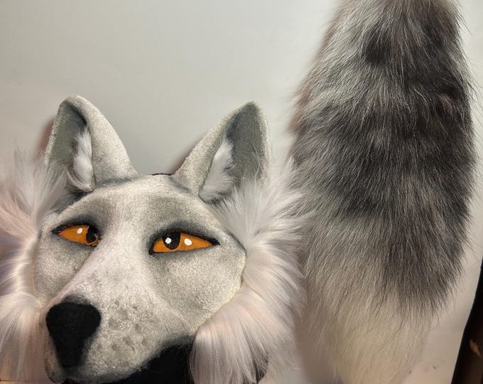 Arctic Fox Therian Mask and Tail Bundle | Taxidermy Tail Real Fox Tail ...