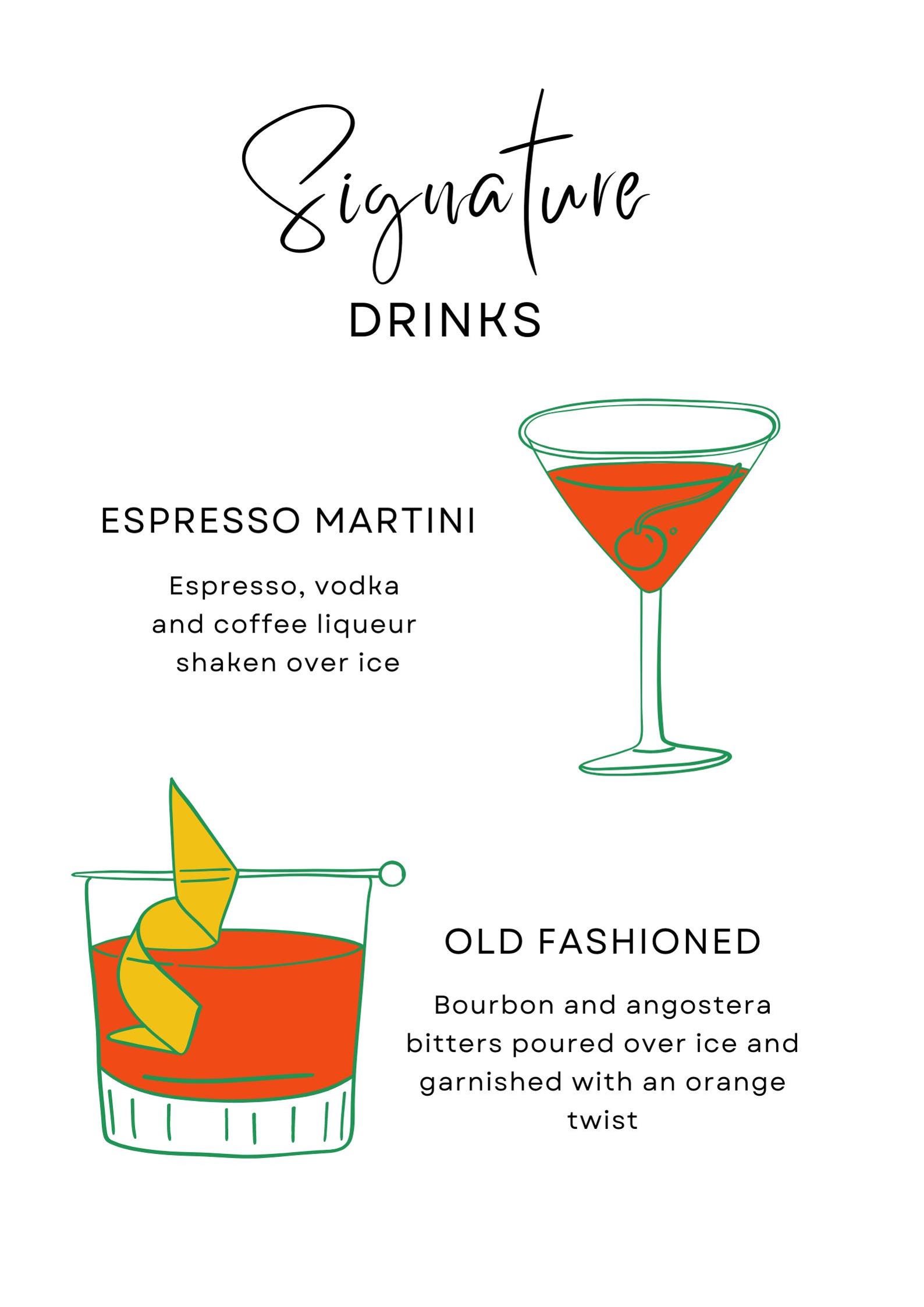 Bar Menu Template, Drink Menu Design, Cocktail Menu Template, Editable ...