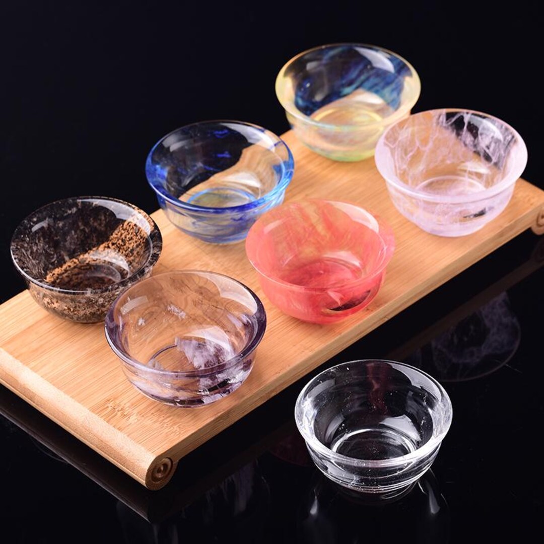 Natural Crystal Seven-color Tea Tasting Cups Elegant Crystal Tea Cups ...