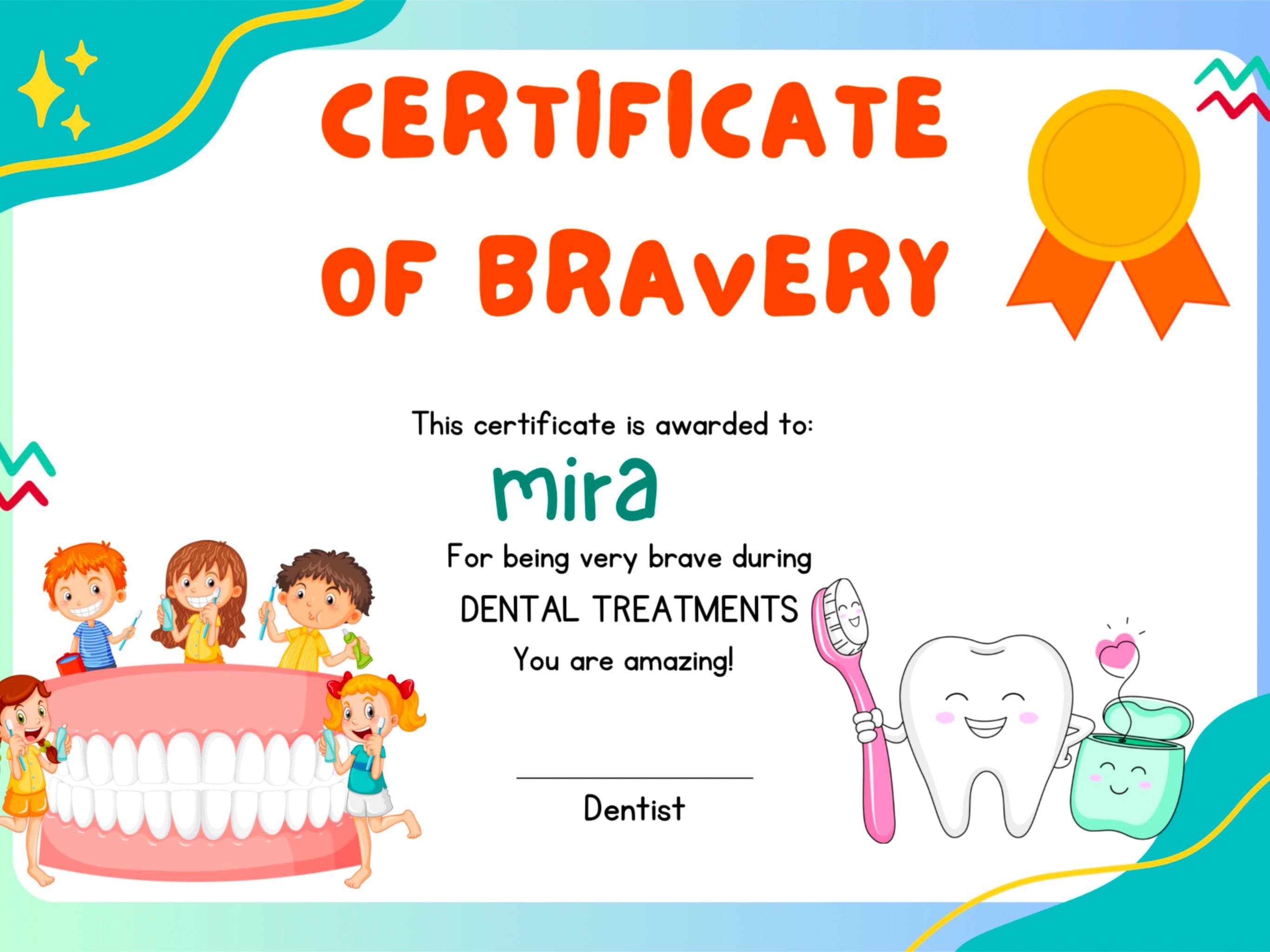 Bravery Certificate for Kids - Fun and Motivational Digital Template ...
