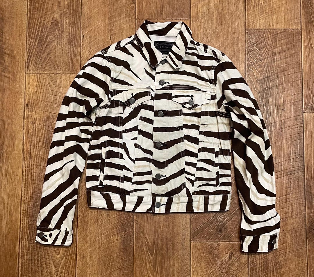 Polo Ralph Lauren Zebra-print Denim Trucker Denim Jacket - Etsy