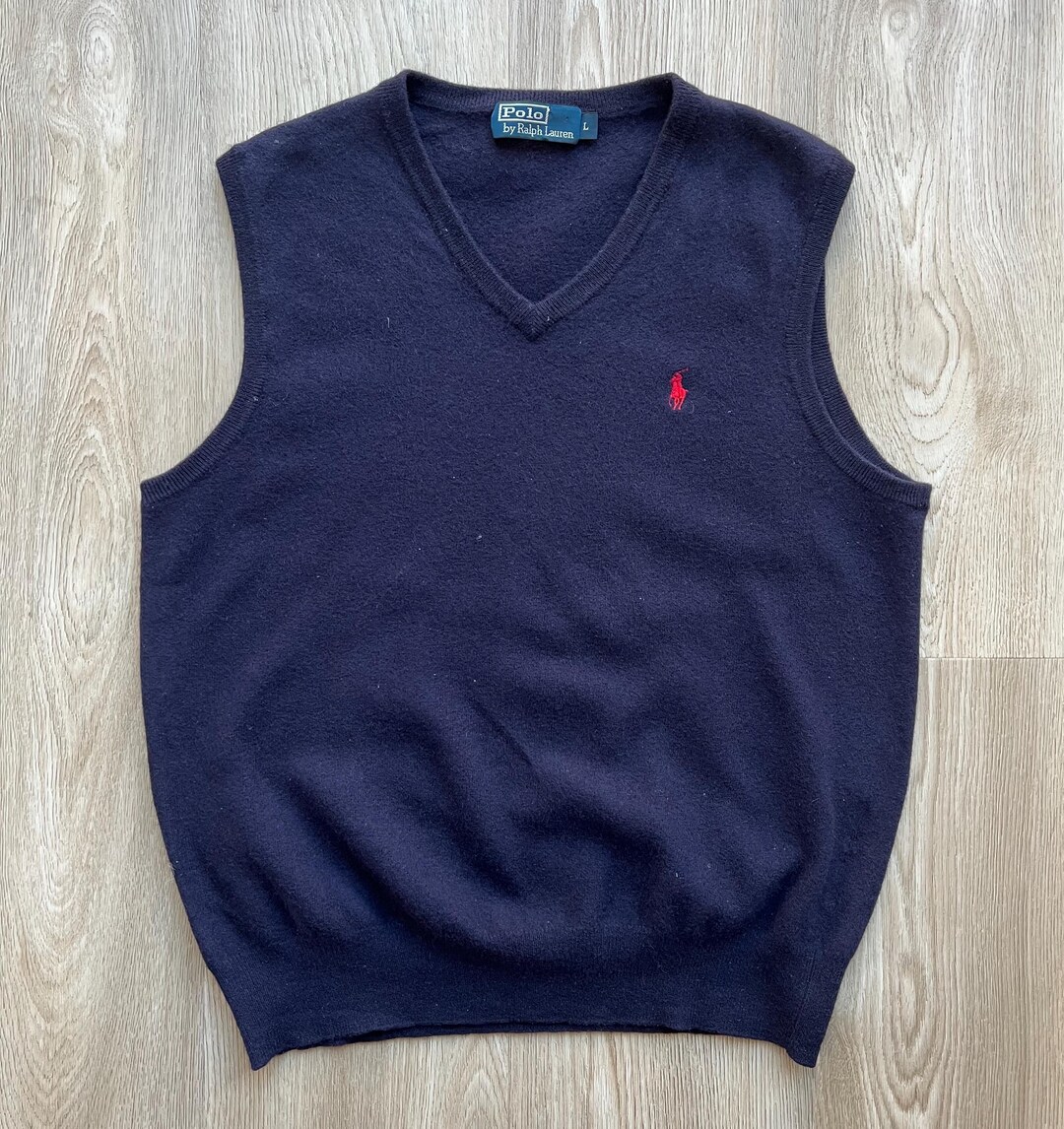 Vintage Polo Ralph Lauren Navy Blue Wool Vest - Etsy