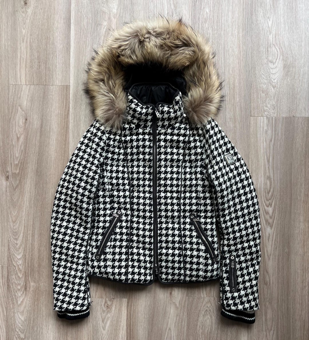 Bogner Wool Black White Down Jacket - Etsy